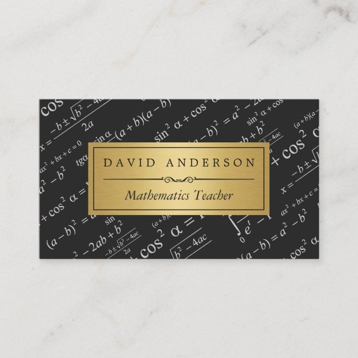 Math Teacher with Stylish Equations Formulas Business Card | Zazzle.com
