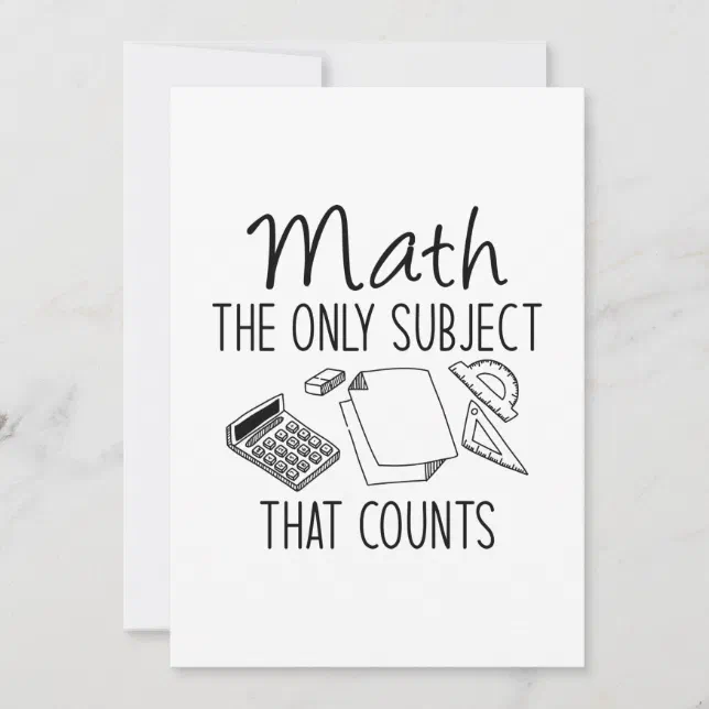 Math The Only Subject That Counts Thank You Card | Zazzle