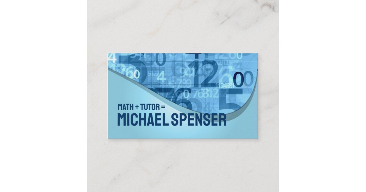 Math Tutor Blue Numbers Business Card | Zazzle