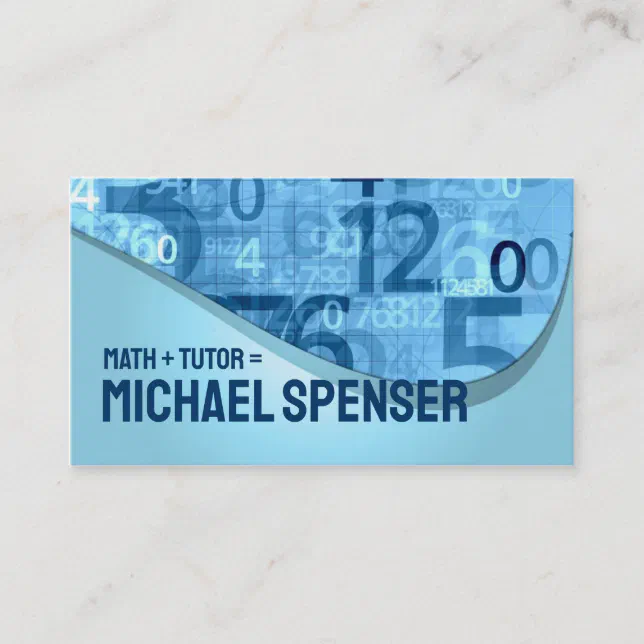 Math Tutor Blue Numbers Business Card | Zazzle