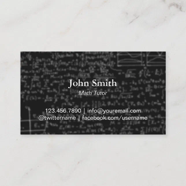 Math Tutor Chalkboard Background Professional Business Card | Zazzle
