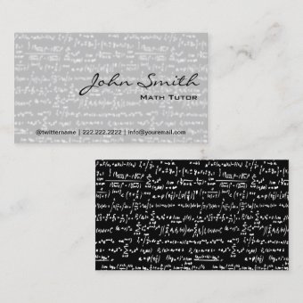 Math Tutor Light Grey Math Formulas Business Card | Zazzle