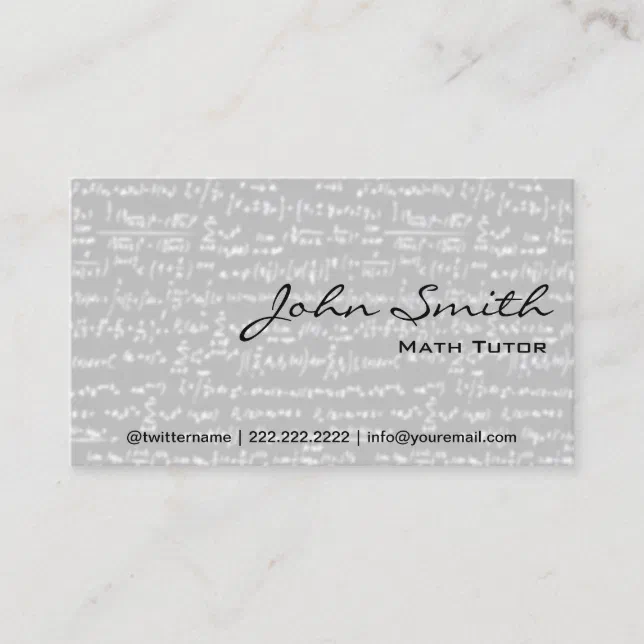 Math Tutor Light Grey Math Formulas Business Card | Zazzle