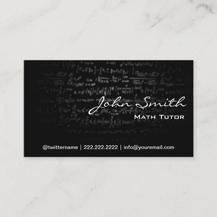 Math Tutor Teacher Professional Formulas Dark Business Card | Zazzle.com