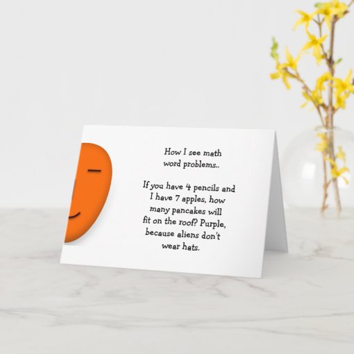 Math Word Problems Funny Math Joke Teacher Humor Card | Zazzle