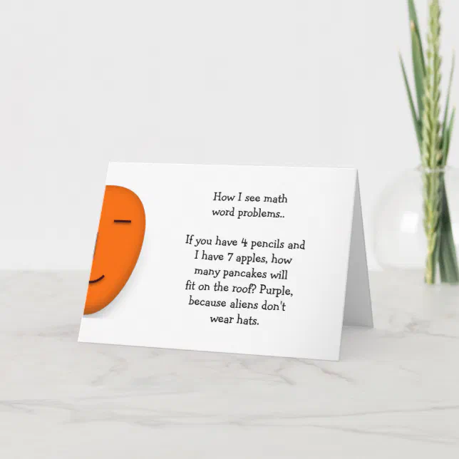 Math Word Problems Funny Math Joke Teacher Humor Card | Zazzle