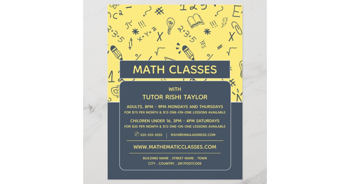 Mathematic Icon Design, Math Classes Advertising Flyer | Zazzle