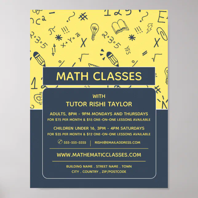 Mathematic Icon Design, Math Classes Advertising Poster | Zazzle
