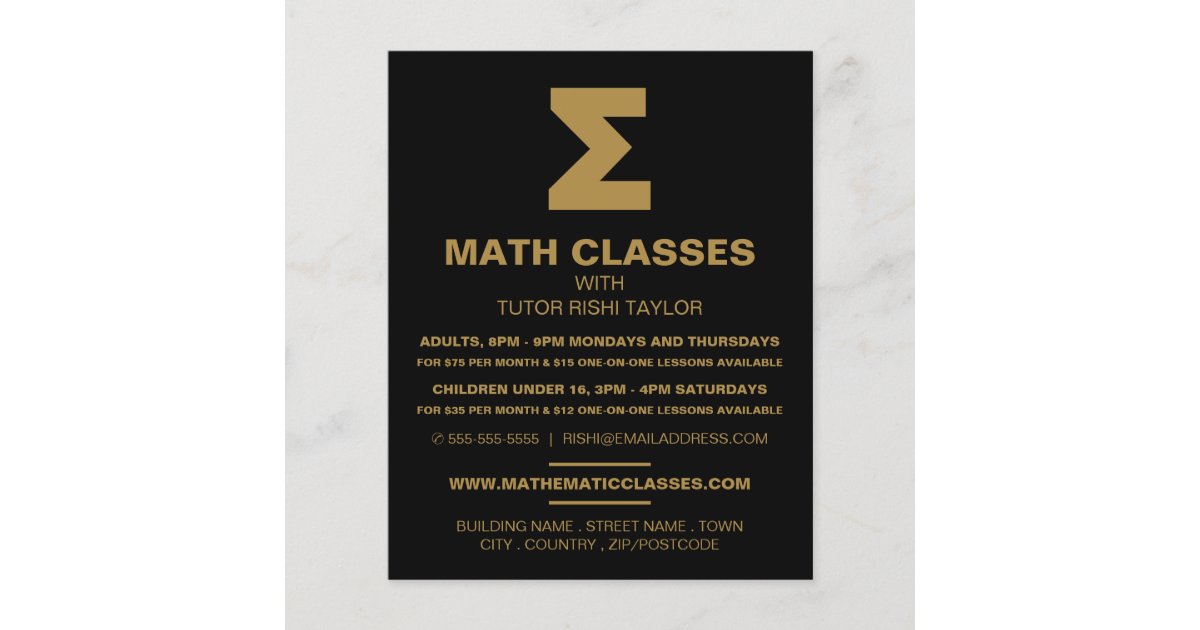 Mathematic Sigma Symbol, Math Classes Advertising Flyer | Zazzle
