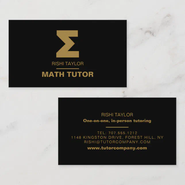Mathematic Sigma Symbol, Math Tutor, Teacher Business Card | Zazzle