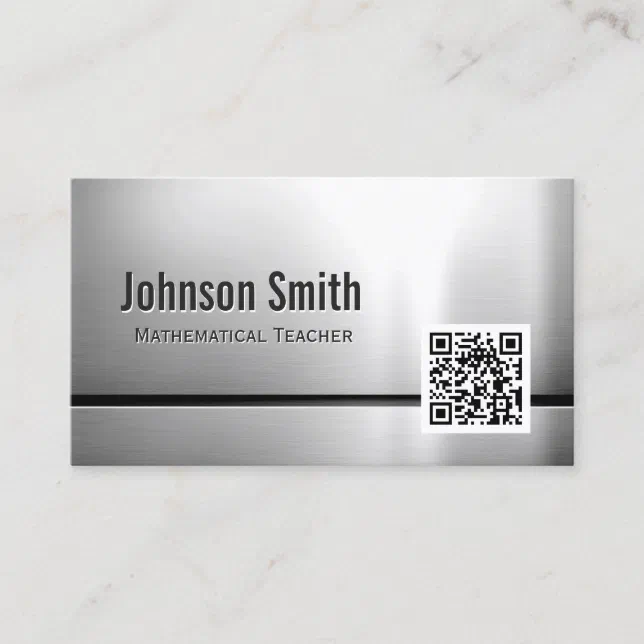 Mathematical Teacher - Stainless Steel QR Code Business Card | Zazzle