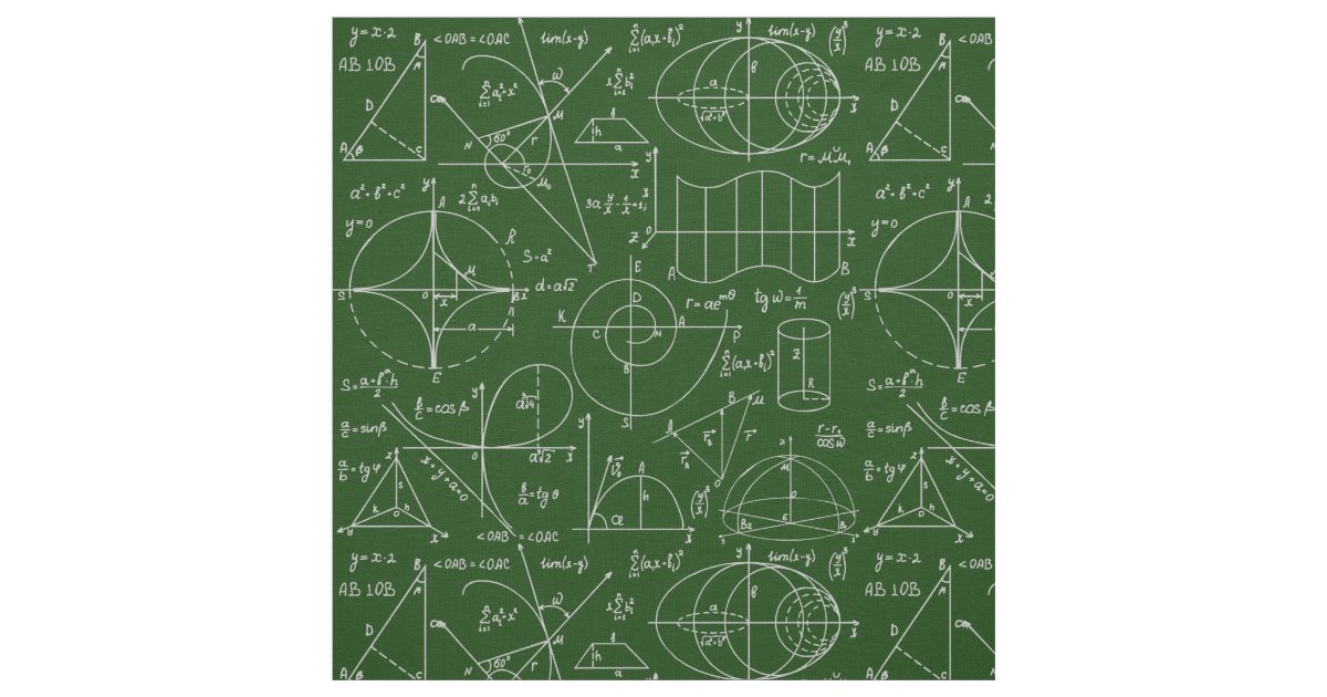 Mathematics arithmetic geometry formulas green fabric | Zazzle