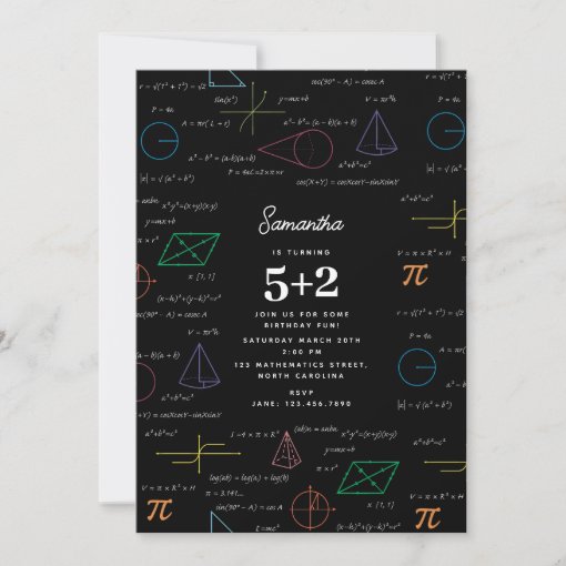 Mathematics Equations Math Formulas Birthday Invitation | Zazzle