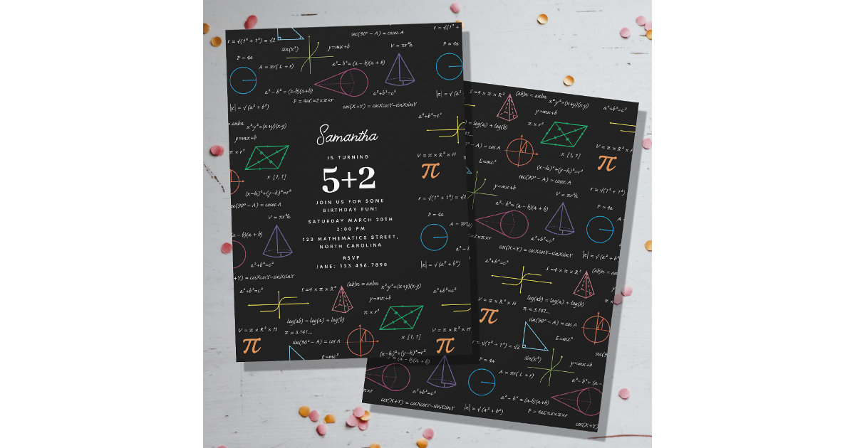 Mathematics Equations Math Formulas Birthday Invitation | Zazzle