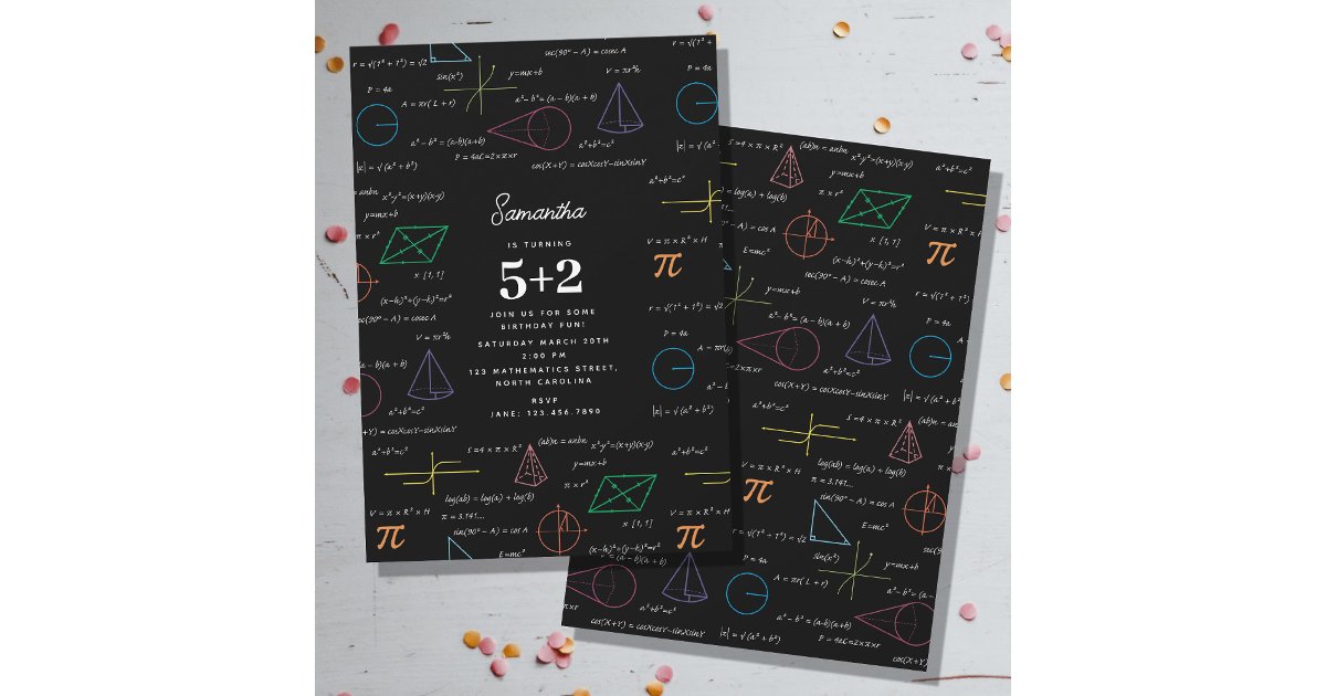 Mathematics Equations Math Formulas Birthday Invitation | Zazzle