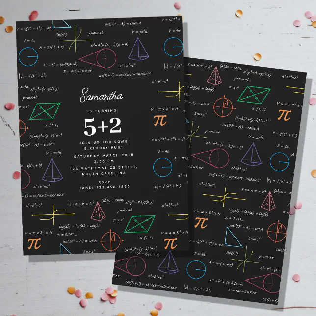 Mathematics Equations Math Formulas Birthday Invitation | Zazzle