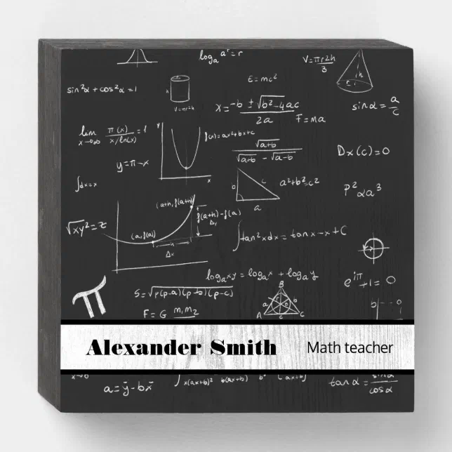 Mathematics equations personalized math teacher wooden box sign | Zazzle