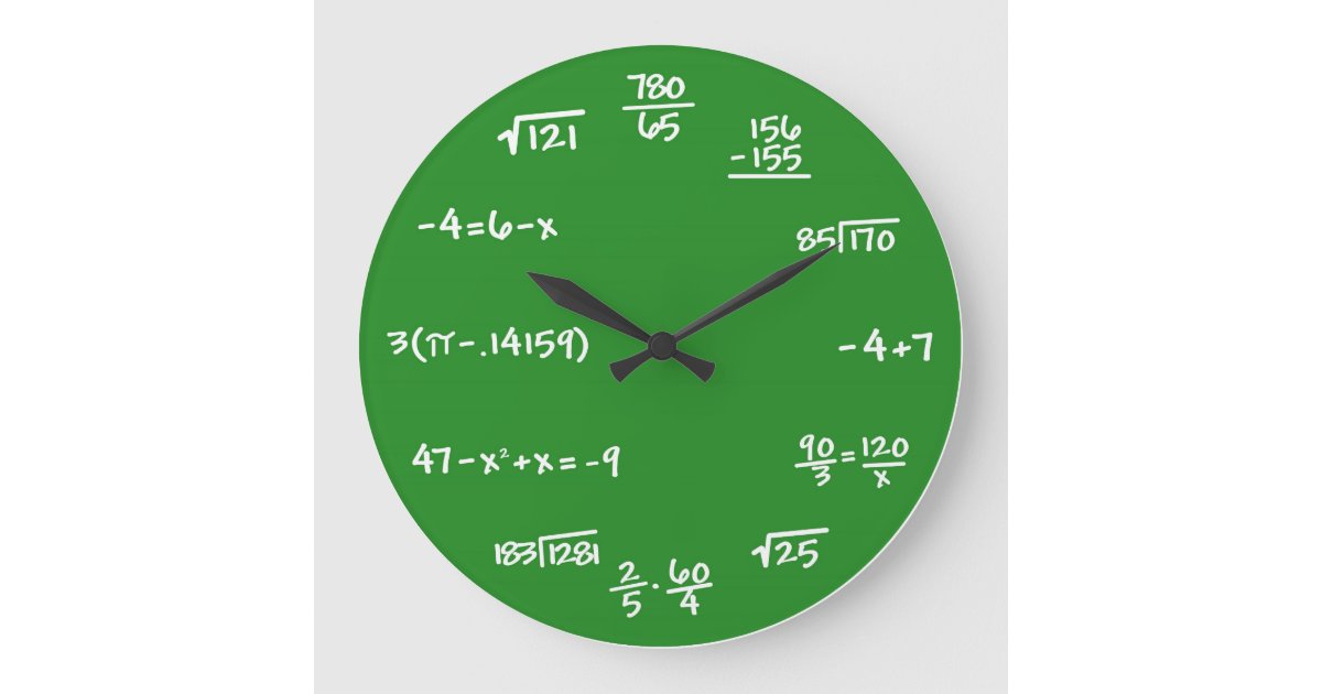Mathematics Math Chalkboard Wall Clock | Zazzle