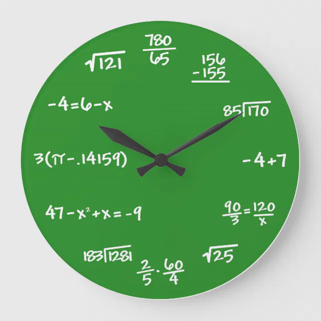 Mathematics Math Chalkboard Wall Clock | Zazzle