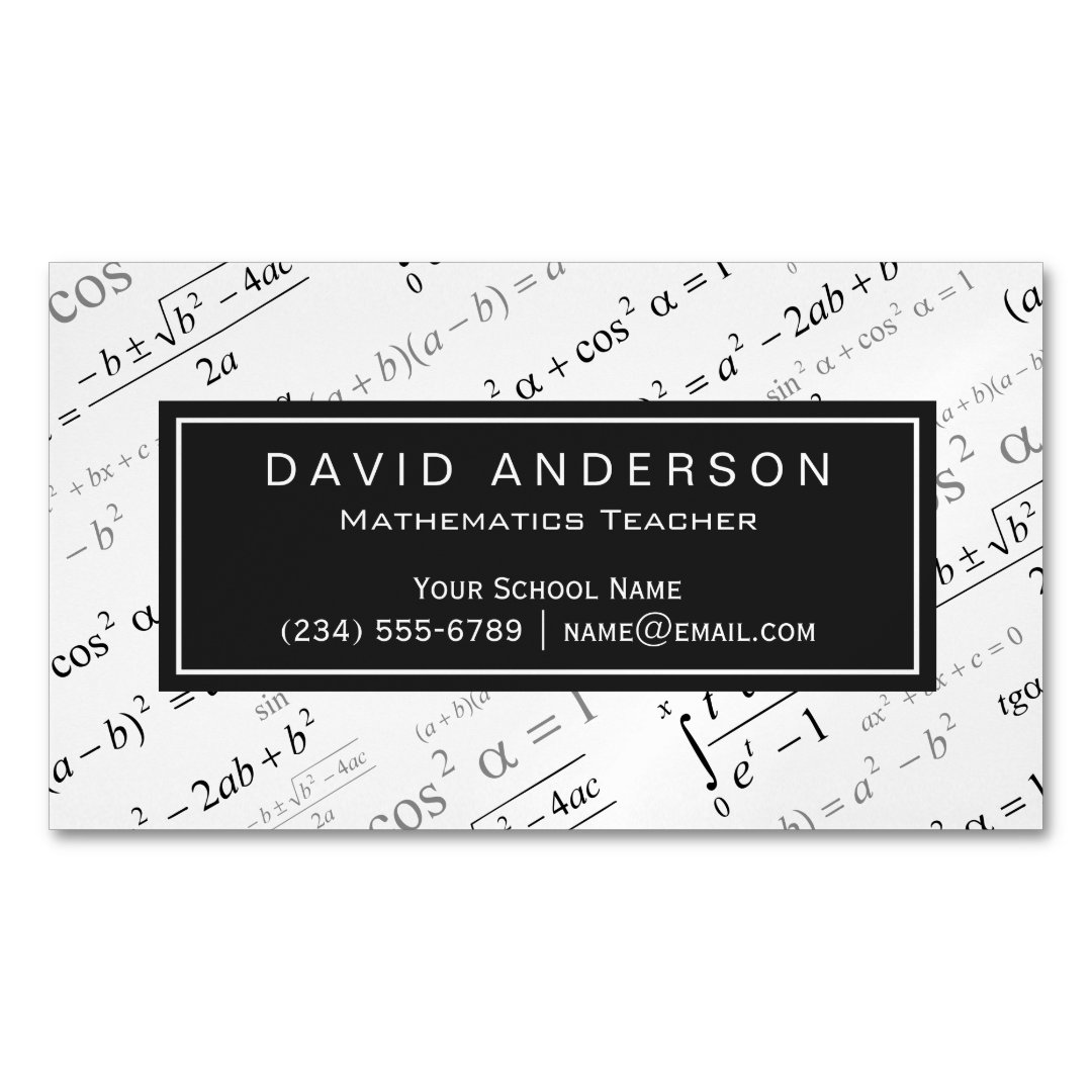 Mathematics Teacher Stylish Math Formulas Pattern Magnetic Business ...