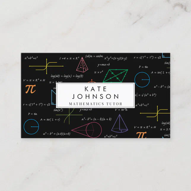 Mathematics Teacher Tutor Equations Math Formulas Business Card | Zazzle