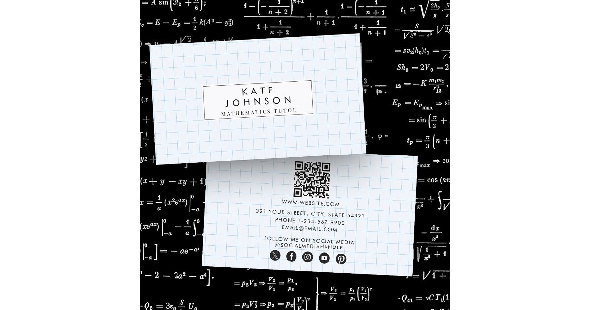 Mathematics Teacher Tutor Graph Teacher QR Code Business Card | Zazzle