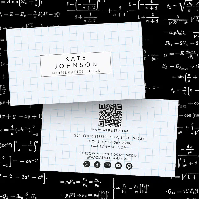 Mathematics Teacher Tutor Graph Teacher QR Code Business Card | Zazzle
