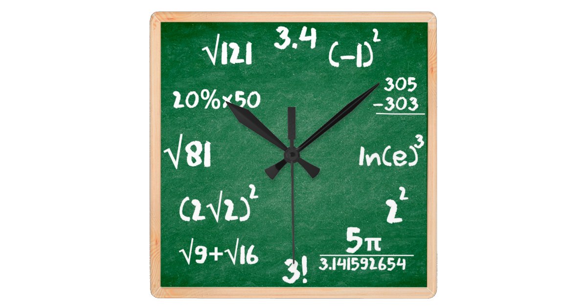 Maths Clock with Wooden border | Zazzle