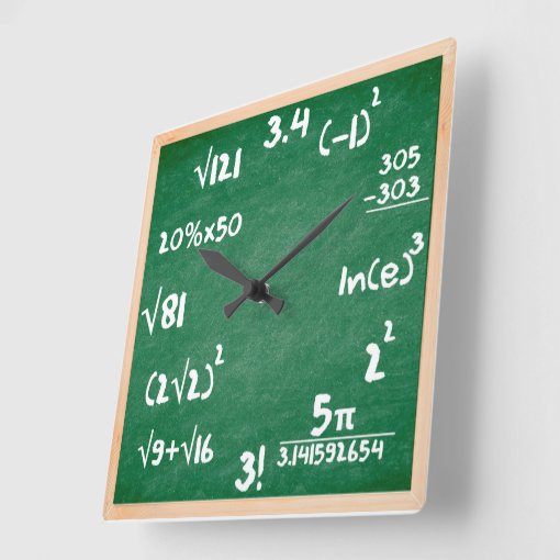 Maths Clock with Wooden border | Zazzle