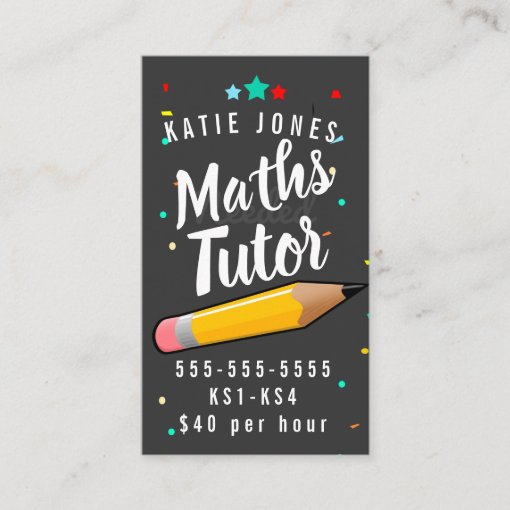 maths English tutor home learning exams Business Card | Zazzle