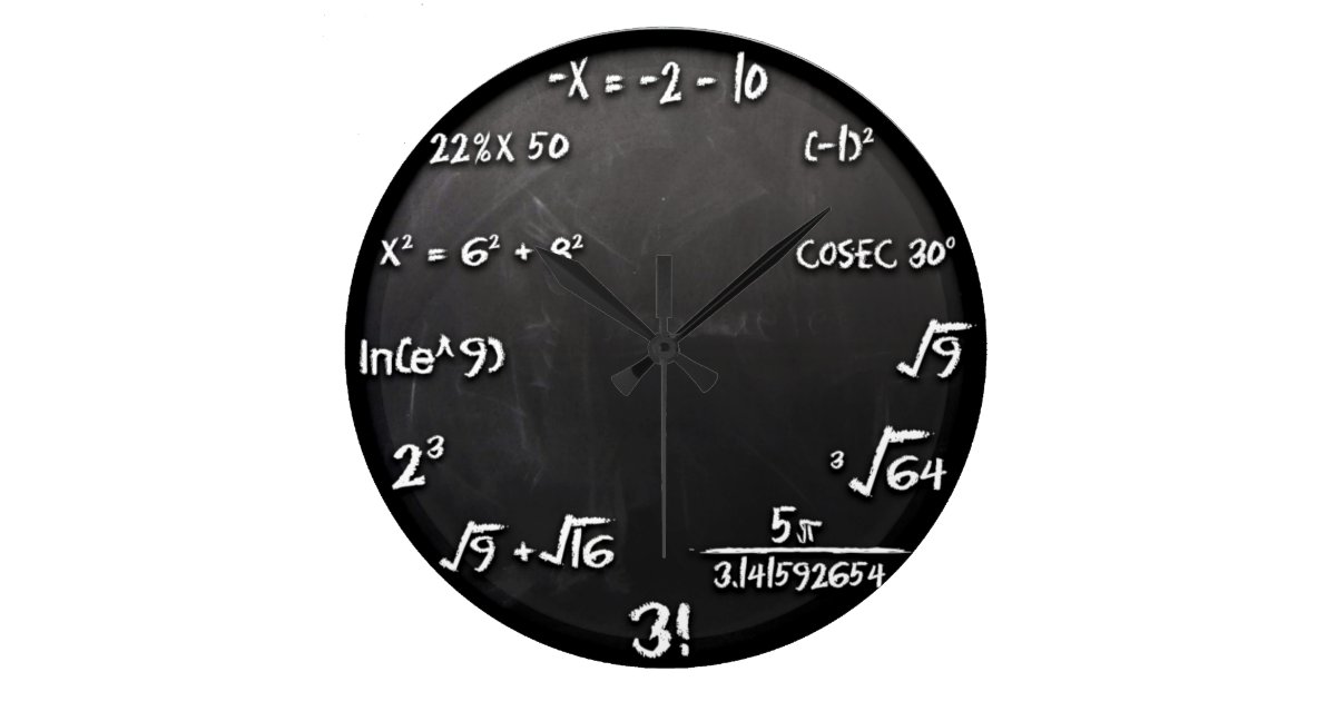 Maths Equation Clock (Black) | Zazzle.com