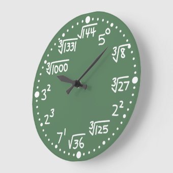 Maths Exponents Square and Cube Roots Wall Clock | Zazzle