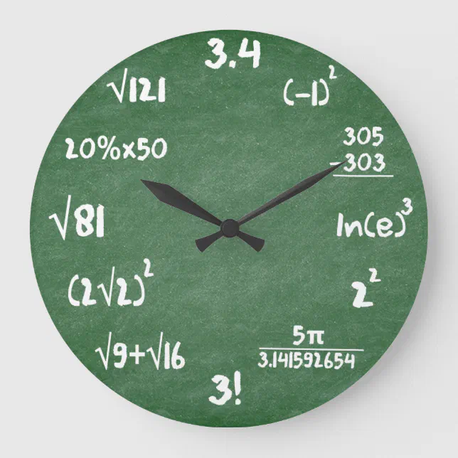 Maths Green Slate Mathematics Wall Clock | Zazzle