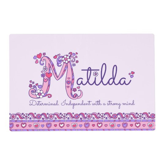 Matilda letter M name meaning doodle art placemat | Zazzle.com