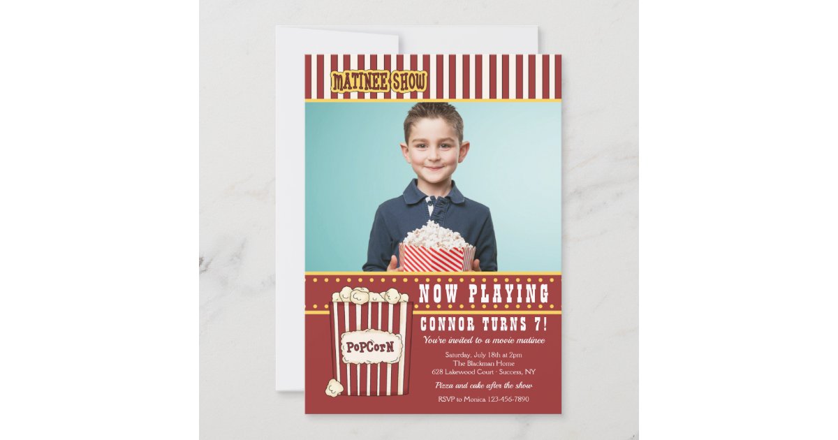 Matinee Show Photo Birthday Party Invitation | Zazzle