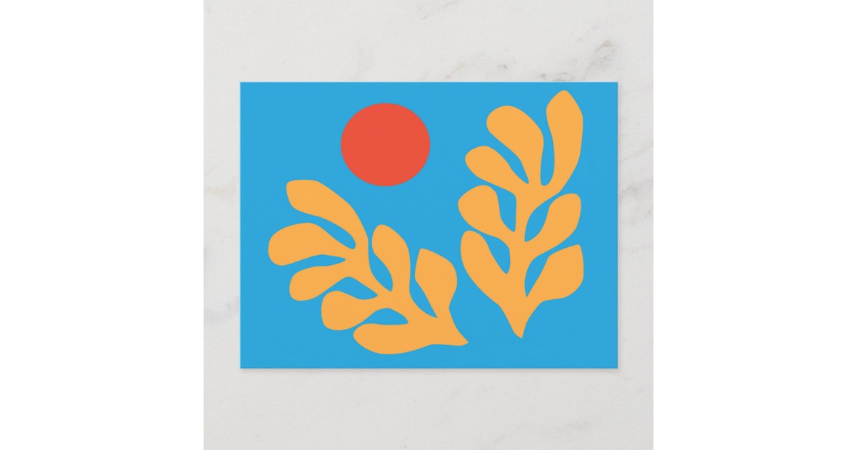 Matisse Leaves Blue & Yellow Postcard | Zazzle