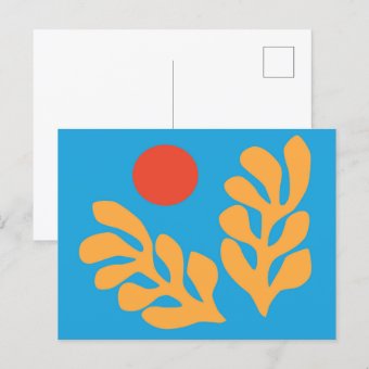 Matisse Leaves Blue & Yellow Postcard | Zazzle