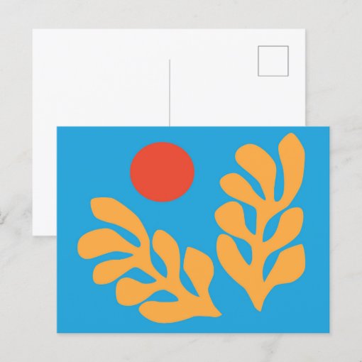 Matisse Leaves Blue & Yellow Postcard | Zazzle