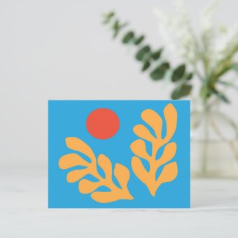 Matisse Leaves Blue & Yellow Postcard | Zazzle
