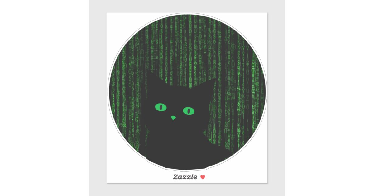 matrix cat, the matrix rain code, binary code sticker | Zazzle