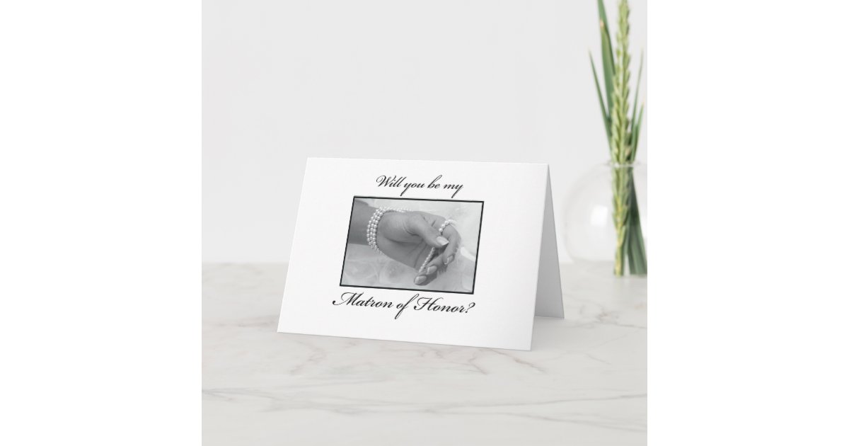 Matron of Honor Request Black, White Invitation | Zazzle