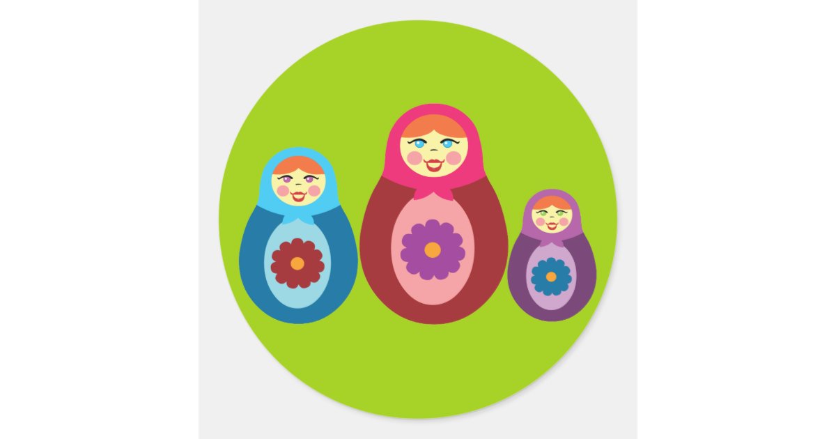 Matryoshka Dolls Classic Round Sticker | Zazzle
