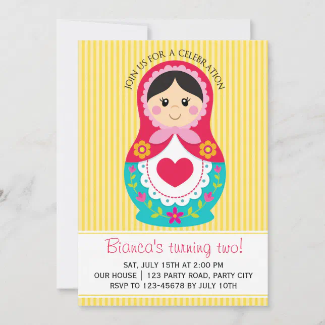 Matryoshka Invitation - Russian Doll Girl Birthday | Zazzle