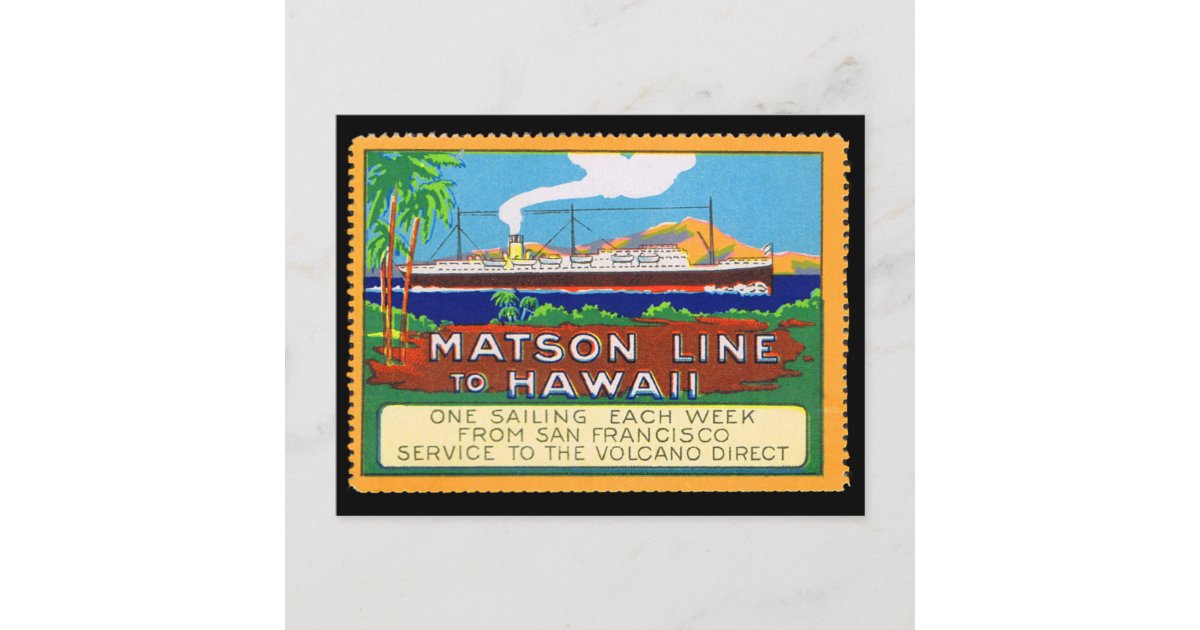 Matson Lines Poster Stamp circa 1915 Postcard | Zazzle