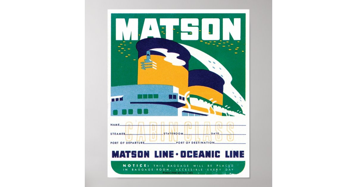 Matson Oceanic Line Poster | Zazzle