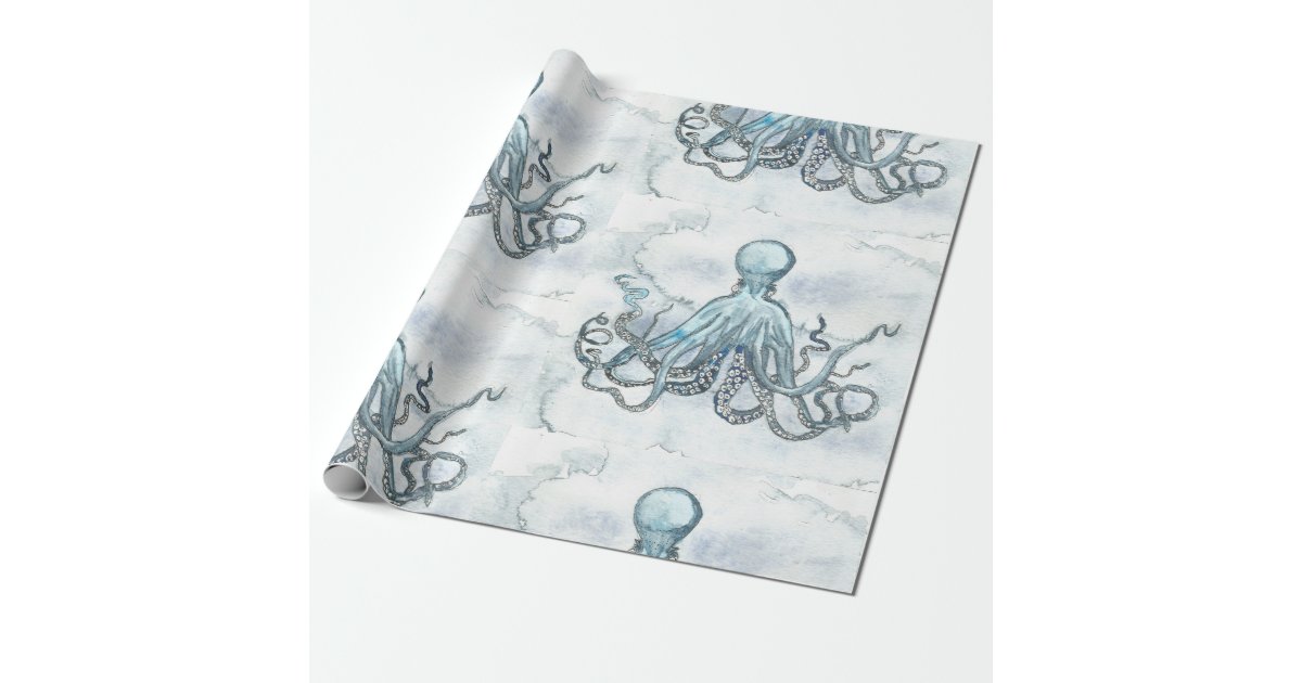 Matt Blue Octopus Wrapping Papger Wrapping Paper | Zazzle
