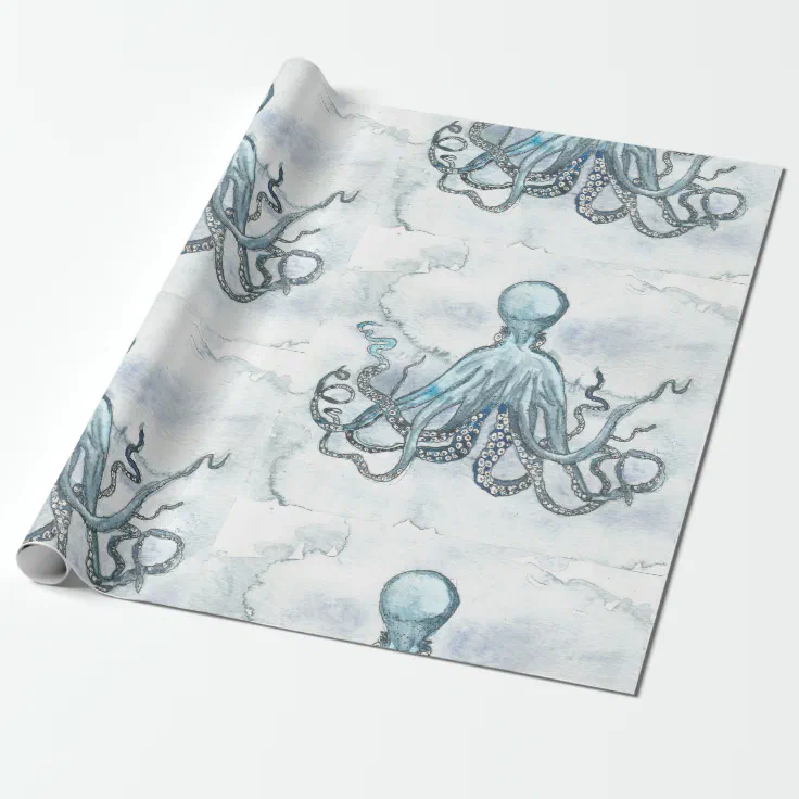 Matt Blue Octopus Wrapping Papger Wrapping Paper | Zazzle