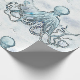 Matt Blue Octopus Wrapping Papger Wrapping Paper | Zazzle