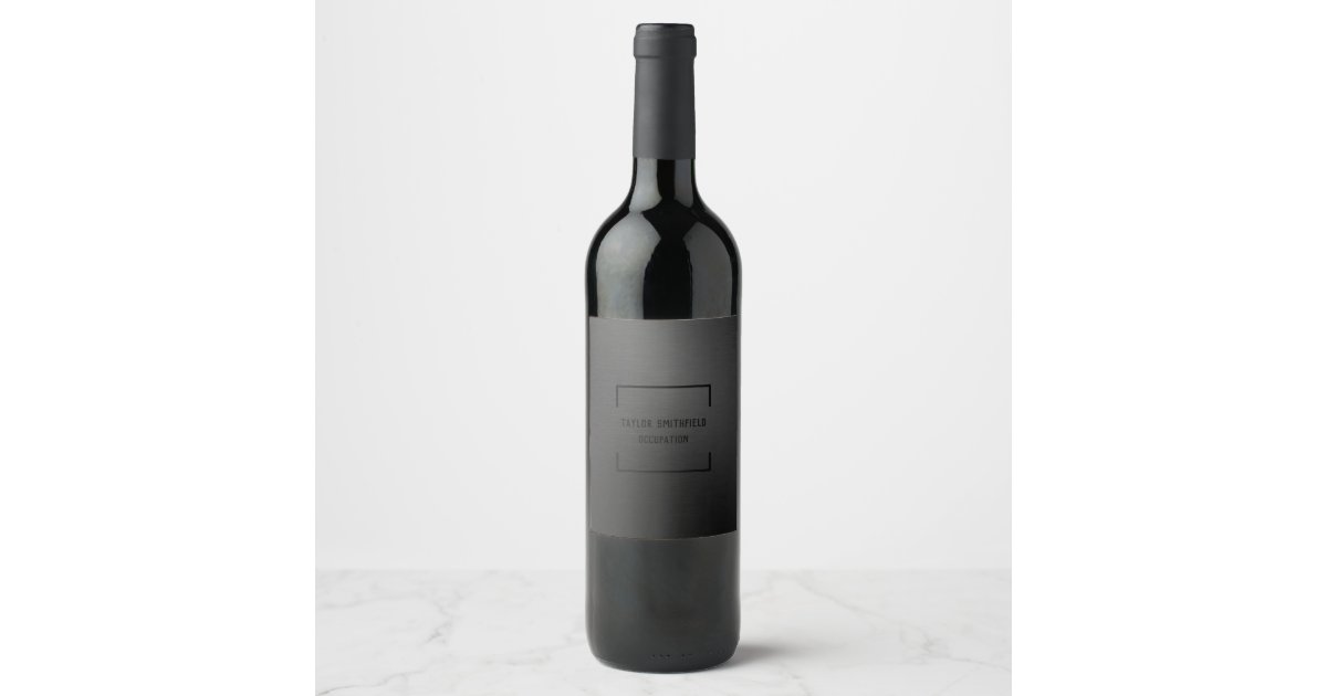Matte Black Metal Wine Label | Zazzle