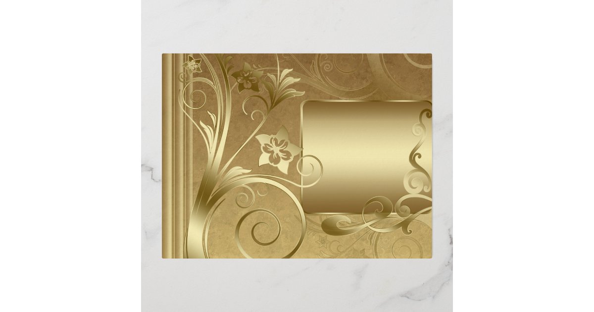 Matte gold labels foil invitation postcard | Zazzle